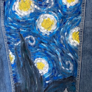 Hand-painted Van Gogh Starry Night Denim Jacket - Etsy