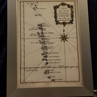 Old Map of Maldives Islands 1750 Vintage Poster Wall Art Print Wall Map ...