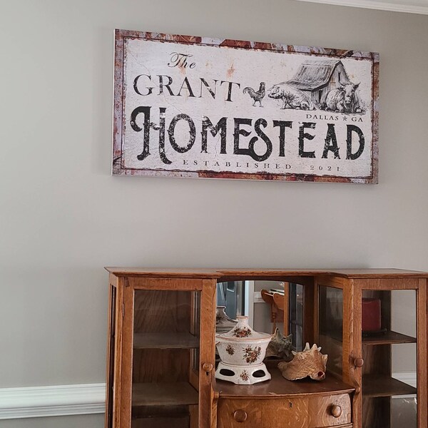 Homestead Farmhouse Sign Home Decor Family Farm Sign Industrial Print ...