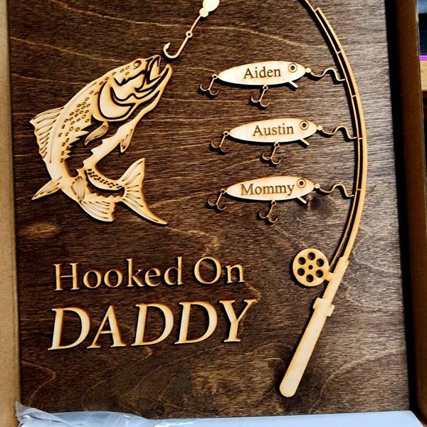 Hooked on Grandpa Papa Dad Father's Day Birthday Sign Personalized ...