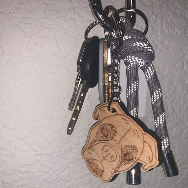 Wooden American Pit Bull Keychain | Pit Bull Pet Keychain | Laser Cut ...