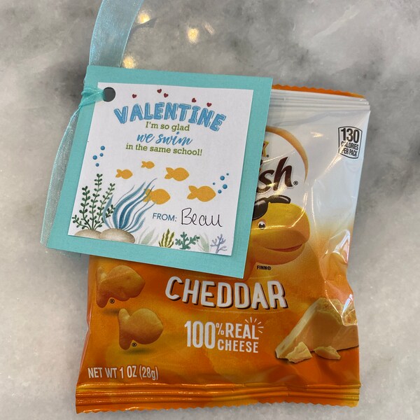 Printable Valentine I'm so Glad We Swim in the Same School Tag, Fish ...