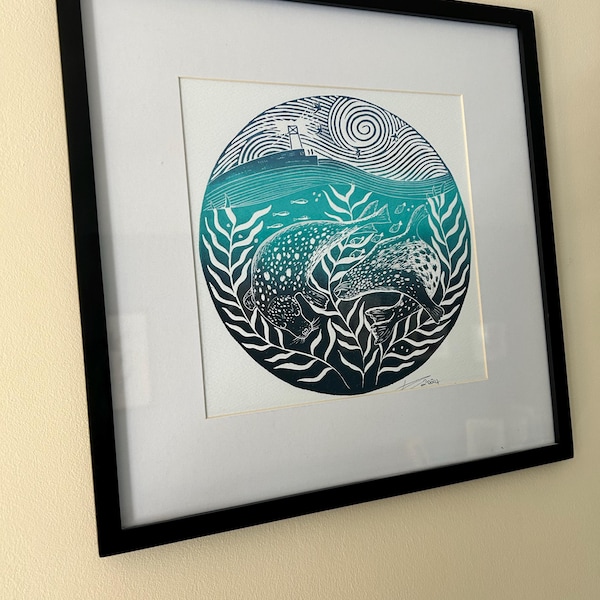 Shell Print, Seaside Lino Print, Lino Print, Beachcomber Print ...