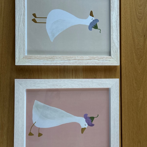 Silly Goose Wall Art Cute Goose Poster Pale Pink Girl Nursery Decor ...