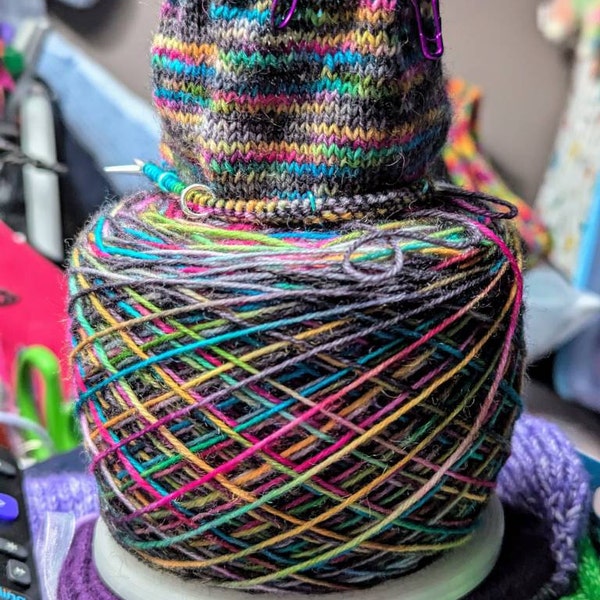 Super Soft Merino, Hand Dyed Yarn , Gray and Purple, 300m in 100 Grams ...