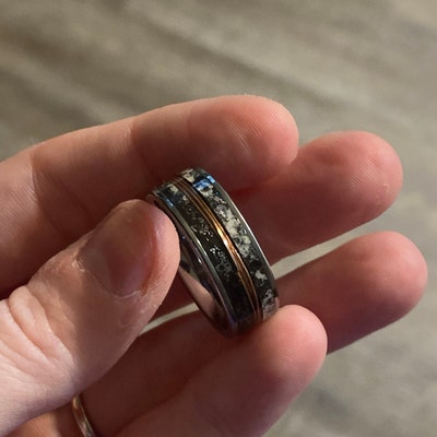 Meteorite Ring, Glow in the Dark Ring, Glow Ring, Gold Tungsten Ring ...