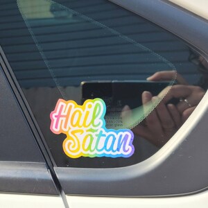 Holographic 90s Nostalgia Inspired Hail Satan Vinyl Sticker - Etsy
