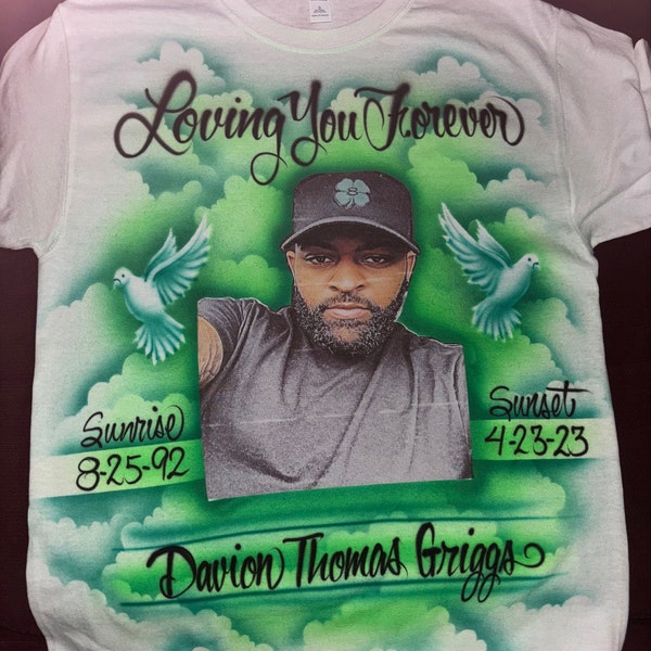 Airbrushed Memorial Shirt: in Loving Memory Photo Transfer - Etsy