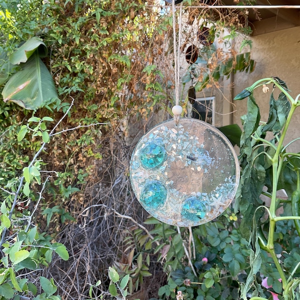 Coastal Christmas Ornament: Aqua Wave Resin Art Suncatcher - Etsy