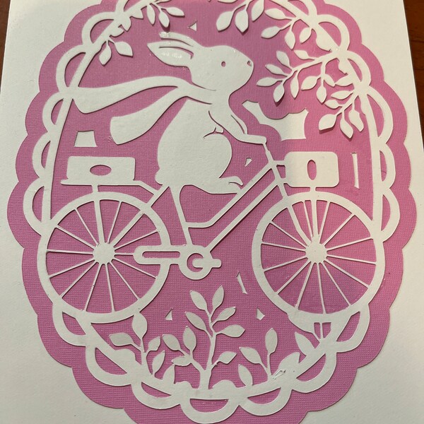 Oval Rabbit Scene Papercut Template Machine Cut Cricut Silhouette Svg ...