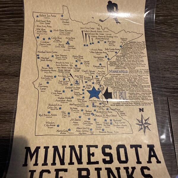 Minnesota Ice Rinks Map - Etsy