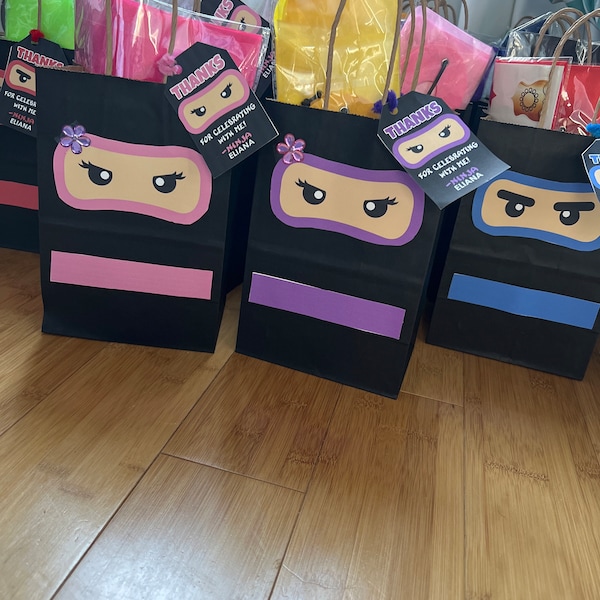 Ninja Favor Bags -ninja Thank You Tags- Ninja Birthday Party - Ninja ...