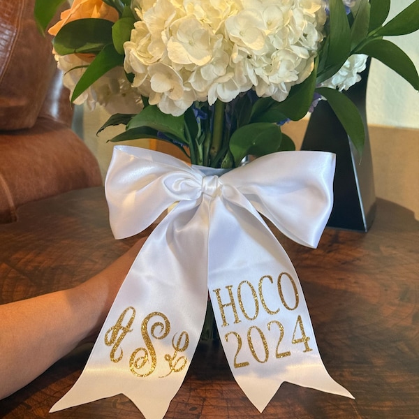 Personalized Monogram Satin Bouquet Ribbon: Prom, HOCO, Wedding - Etsy