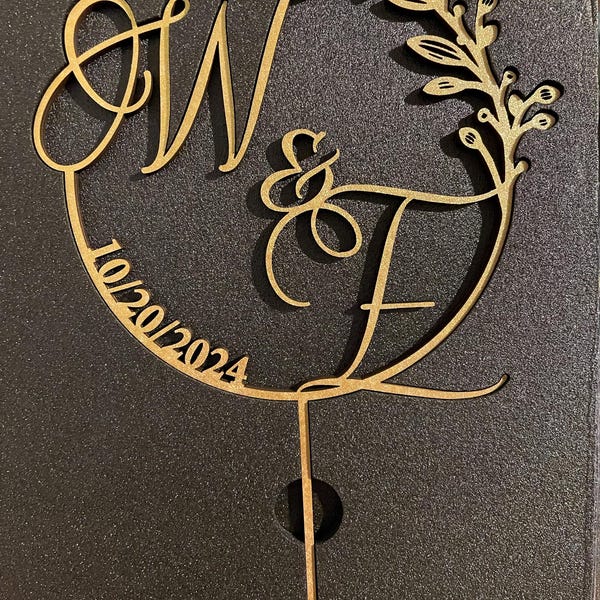 Custom Initial Wedding Cake Toppers, Gold Cake Topper for Wedding ...