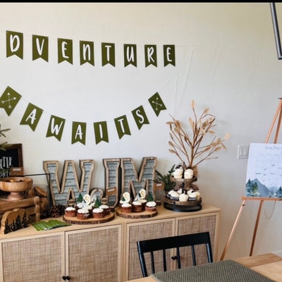 Adventure Awaits Banner in Custom Colors Graduation Banner Baby Shower ...