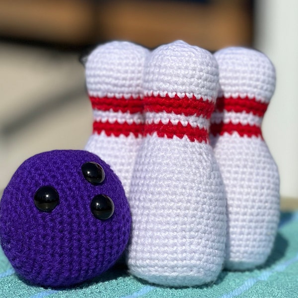 Bowling Pins & Ball Crochet PATTERN ONLY Pdf DOWNLOAD! Amigurumi ...