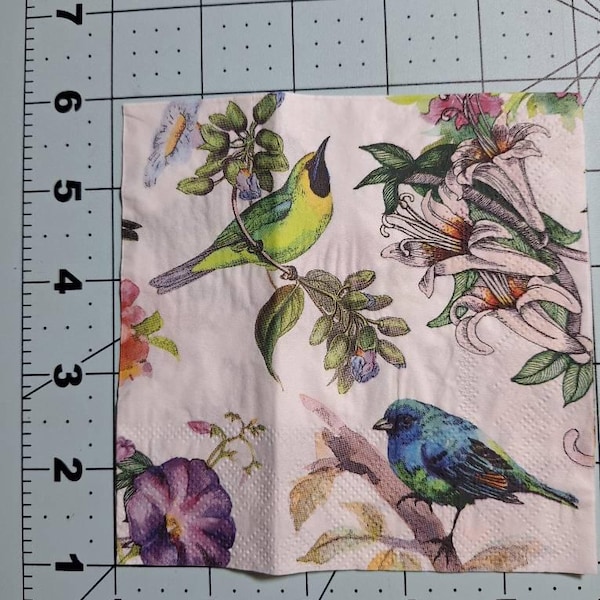 Vintage Blue Damask Pattern Paper Napkin for Decoupage, Elegant Floral ...