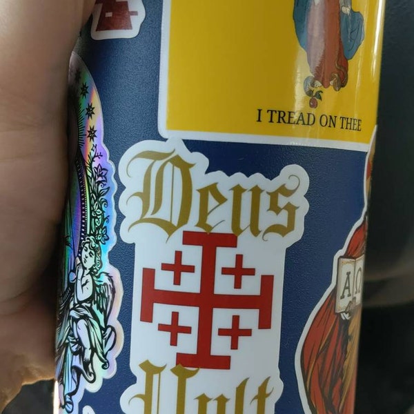 Deus Vult Sticker: Catholic Jerusalem Cross- God Wills It, Waterproof ...