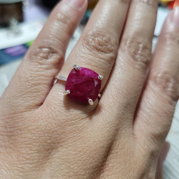 Large Natural Ruby Ring, Raw Ruby Ring, Genuine Ruby Gemstone Ring ...