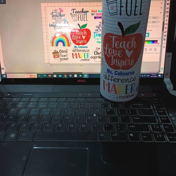 20 Oz Skinny Tumbler Rainbow Glitter Teacher Tumbler, Teach Love ...