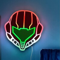 Metroid Samus Sign , Neon Like , LED , Light , Wall Decor, Night Light ...