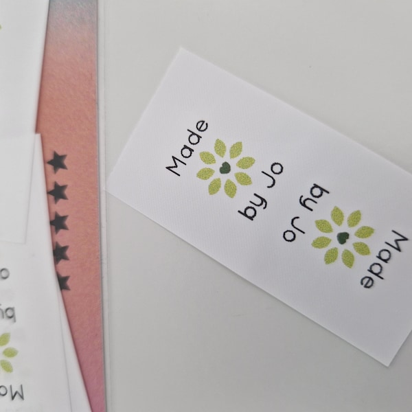 Fold-over Fabric Garment Product Tags for Handmade Items Customise With ...