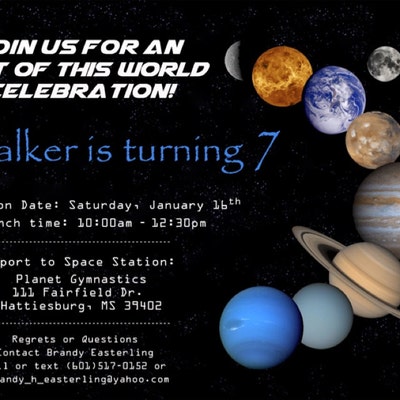 Planet Birthday Invitation Outer Space Birthday Planets Solar System ...