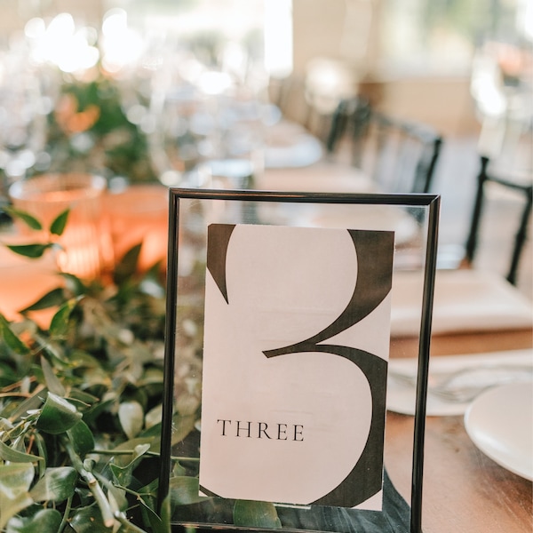 Modern Table Numbers Wedding Printable, Wedding Table Numbers Template ...