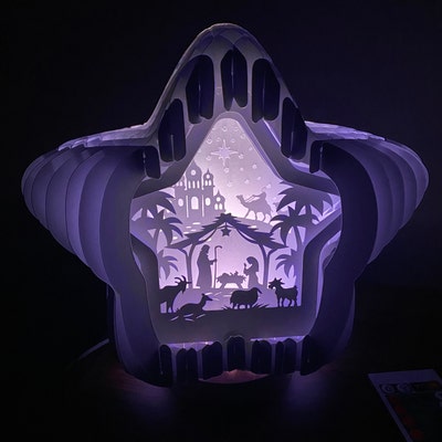 Nativity Scene Star Pop up SVG, Silhouette Templates Creating Star ...