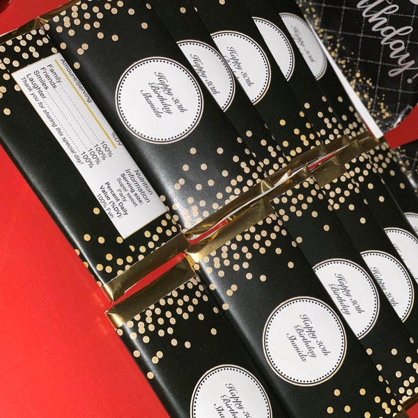 Adult Birthday Candy Bar Wrapper, Gold Confetti Birthday Candy Label ...