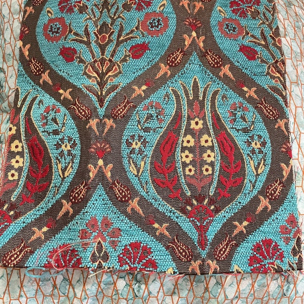 Upholstery Fabric, Turkish Fabric by the Yards, Turquoise Blue Tulip ...