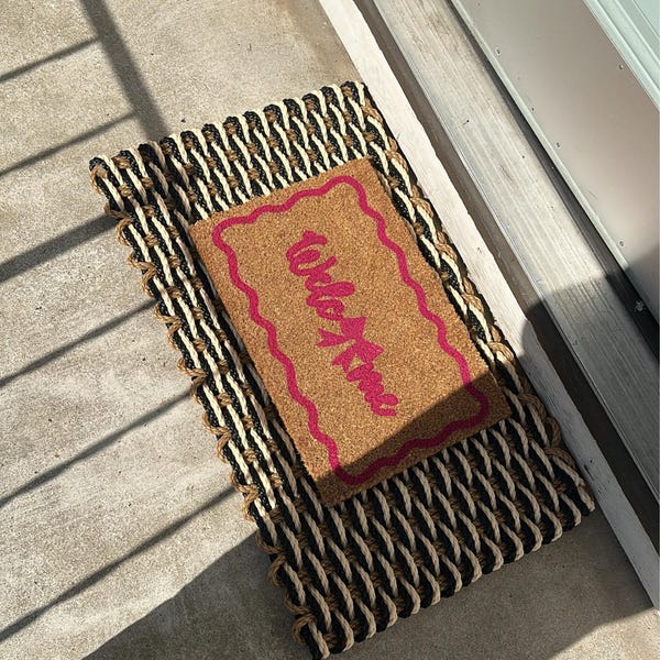 Coquette Pink Bow Doormat • Girly Welcome Mat • Soft Aesthetic Entry ...