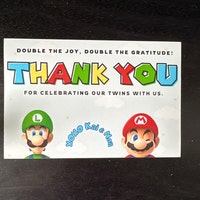 Mario Themed Thank You Card Template, Editable Super Mario Birthday Thank You Card, Super Mario ...