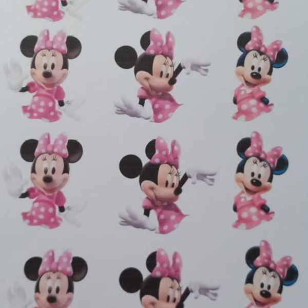 Minnie Mouse Cupcake Toppers, Round Cupcake Toppers, Digital Download ...
