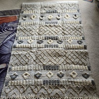 The Indoor Store Hand Knitted Chunky Wool Loops Area Rug, Ivory/off ...