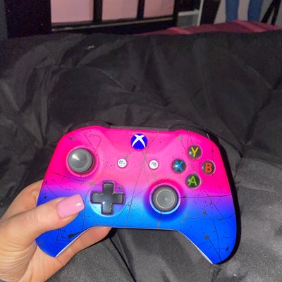 Hot Pink & Blue Hand Airbrushed Fade Wireless Xbox Series X/S Xbox One ...