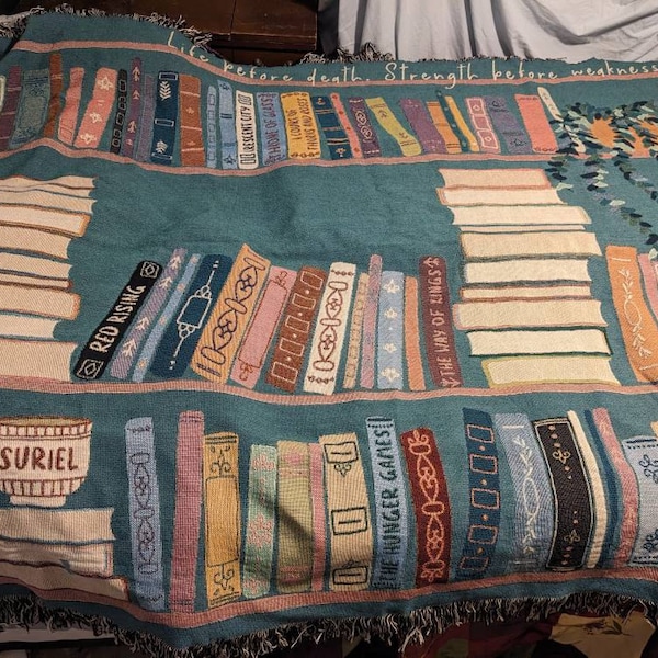 Book Lover Throw Blanket Bookish Woven Tapestry Personalized Gift for ...