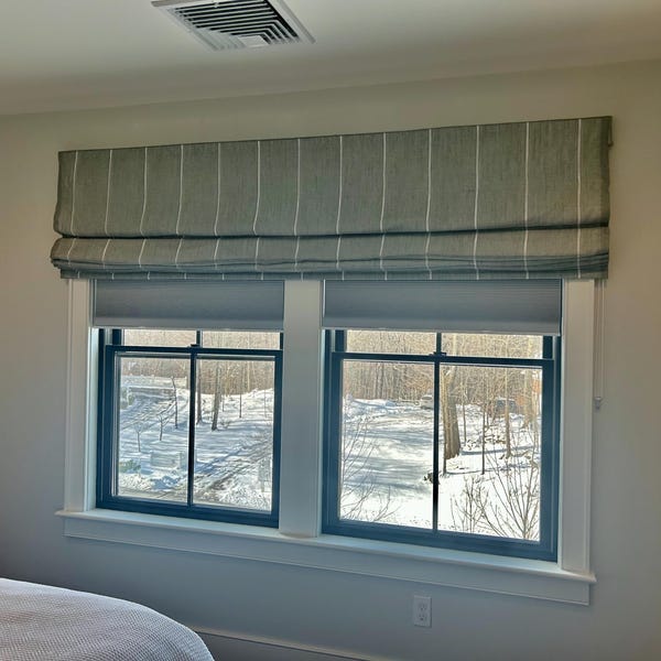 Roman Shade Greenery Stripe by Spoonflower, Custom Organic Cotton Shade ...