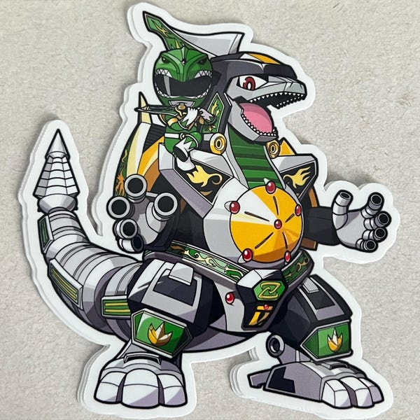 Mighty Dino Robot Stickers | Power Ranger-inspired Vinyl Decals | Green ...