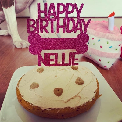 Dog Birthday Cake Topper Happy Birthday Dog Mom Puppy Party Bone Cake ...