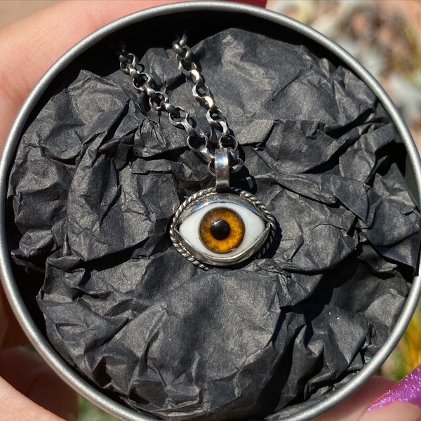 Simple Sterling Silver Glass Eye Necklace (choose Your Own) Handmade ...