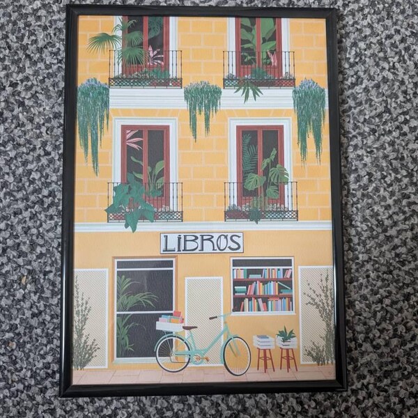 Madrid Poster, Spain Wall Art, Bookshop Art Print, Stacked Books Decor ...