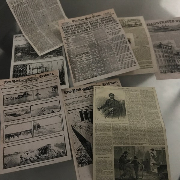 DIY Miniature Old NEWSPAPERS STACK Printable Newspaper Covers Digital ...