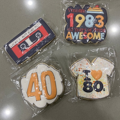 Vintage 40th Birthday Cookies - Etsy