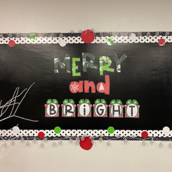 Christmas Bulletin Board Kit: Merry & Bright Classroom Decor (printable ...
