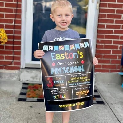 First Day of First Grade Boy Sign PRINTABLE, 1st First Day of School ...