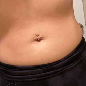 3CZ Crown Belly Button Ring Floating Navel Ring Dainty Sterling Silver Belly Ring Vermeil Belly Piercing Postpartum Belly Jewelry Etsy