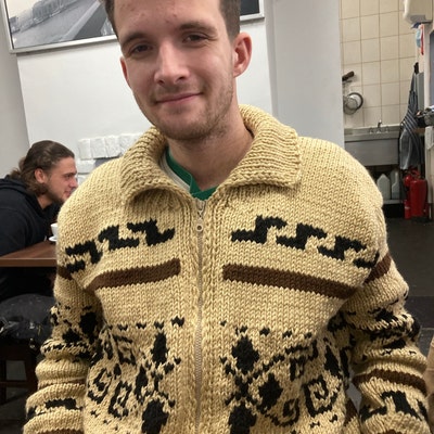 Big Lebowski Cardigan Dude Style Sweater Hand Knit Wool Cowichan Style ...