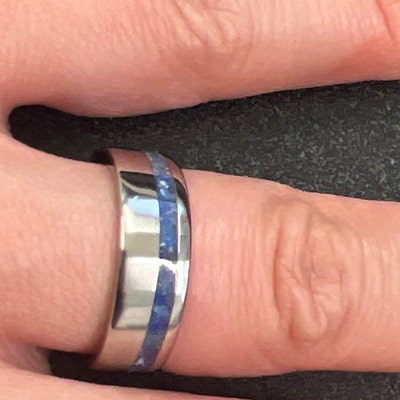 Black Ceramic Galaxy Glow Ring, Black Ring With Glowing Galaxy Inlay ...