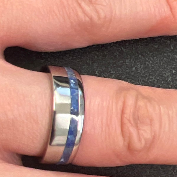 Blue Moon Glow Ring, Black Ceramic Ring With Moonstone and Glowing Blue ...